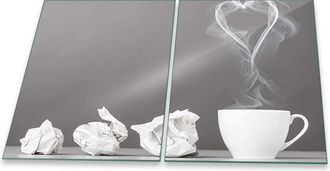 Decorwelt | Herdabdeckplatten 2x40x52 cm 2-Teilig Tee Grau Ceranfeldabdeckung Universal Spritzschutz Glas Deko Elektroherd Induktion für Kochplatten Herdschutz 