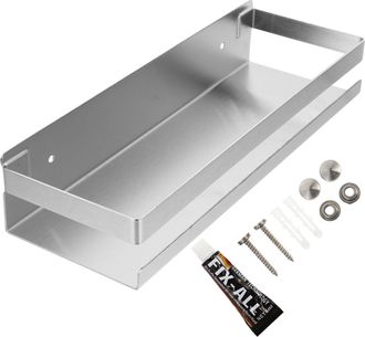 NUOBESTY Baluue Edelstahl Wandregal ohne Bohren Küchen Badaufbewahrung mit Hohem Rand Platzsparendes Rostfreies Metallregal Wandhalterung für Zahnbürste Shampo