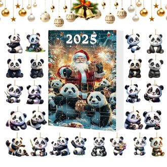 Generic Countdown mit 24 Teilen f&uuml;r Weihnachtsadvent: Panda-Spielzeug, 2D-Feiertag, Weihnachtsdekorationsspiel, Mini-Anh&auml;nger, saisonale Feierpaket | f&uuml;r Str&uuml;