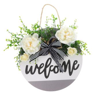 BESPORTBLE Willkommensschild Haustür Holz Dekoration Langlebig Wetterfest für Garten Balkon Terrasse Stilvolles Front Türschild als Haus Gartendeko für Eingangsb