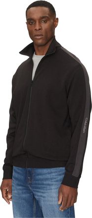 Calvin Klein Herren Sweatshirt mit Rei&szlig;verschluss Tape Zip Through mit Logo, Schwarz (Ck Black), 3XL