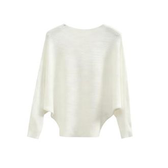 Generic Pull tricot&eacute; &agrave; manches chauve-souris pour femme - Col bateau - Manches chauve-souris - Pull dhiver &agrave; col bateau, blanc, Taille unique
