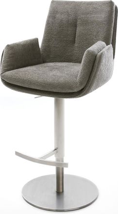 DELIFE Barstuhl Clea-Flex Boucl&eacute; Soft Schlamm Drehfu&szlig; h&ouml;henverstellbar Edelstahl Silberfarben, Barst&uuml;hle