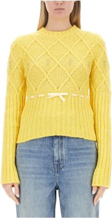 Cormio Femme, Pulls, Jaune, Taille: 34 FR Oma 5 Embroidered Sweater