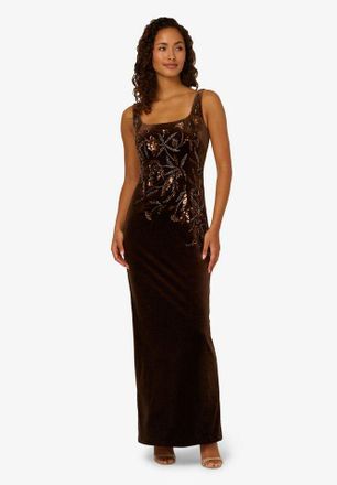 Adrianna Papell Abendkleid Velvet Beaded Long Dress Glamour&ouml;s, schimmernd, stilvoll