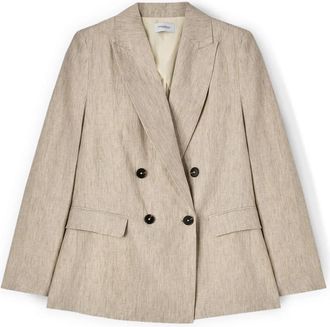 Motivi Zweireihiger Leinenblazer - - Jackets - Damen - Beige - L