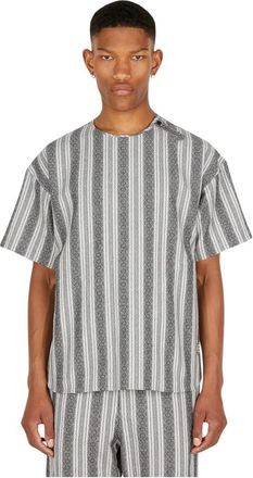 Snow Peak Homme, Tops, Gris, Taille: S Dobby Stripe T-Shirt