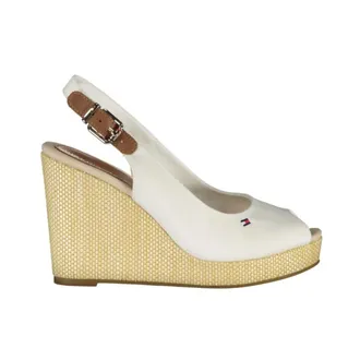 Tommy Hilfiger Femme, Chaussures, Blanc, Taille: 40 EU Sandalette Blanche en Coton avec Broderie