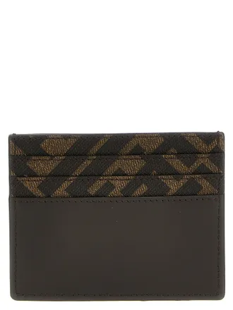 Fendi FF Logo Canvas & Leather Card Case - Black