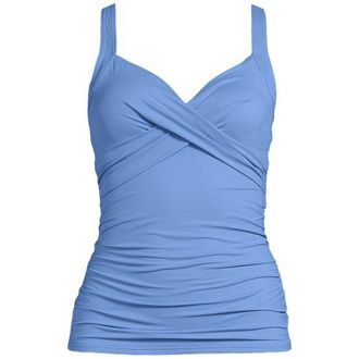 Lands End Tankinitop CHLORRESISTENT mit V-Ausschnitt, Damen, Gr&ouml;&szlig;e:36 regular, Blau, Nylon-Mischung, by Lands End