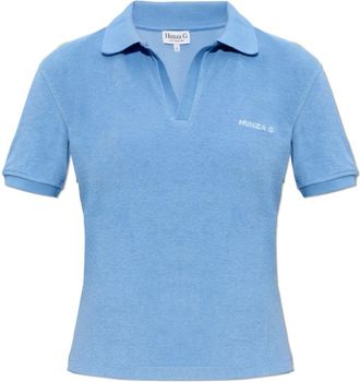 Hunza G Femme, Tops, Bleu, Taille: 40 FR Polo en tissu &eacute;ponge Terry
