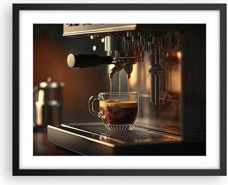 Arttor Poster Schwarzrahmen Deko 50x40cm Kaffee Kaffeemaschine Gastronomie Wandposter Wanddeko Bild Wand Kunstdruck Wandbilder Dekoration Wohnzimmer Schlafzi
