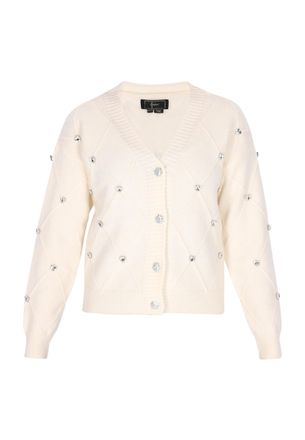 Faina Strickjacke Damen Wollwei&szlig;