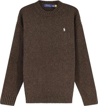 Polo Ralph Lauren Pull &agrave; col rond c&ocirc;tel&eacute; - Homme - Pulls - Brun - Taille: S