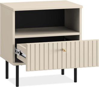 Konsimo Droma Eleganter Nachttisch - Stilvoller Nachtschrank mit Schubladen,hergestellt in der EU, mit Goldelementen