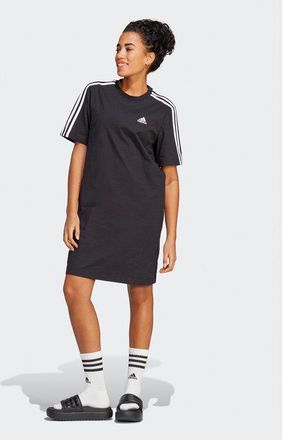 adidas Kleid für den Alltag Essentials 3-Stripes Single Jersey Boyfriend Tee Dress HR4923 Schwarz Loose Fit