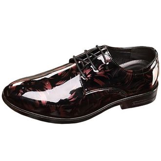 Generic Chaussures habill&eacute;es daffaires pour homme verni sans lacets &agrave; enfiler - Bout pointu - Chaussures en cuir &agrave; talon bloc - Antid&eacute;rapantes - Tendance - Po