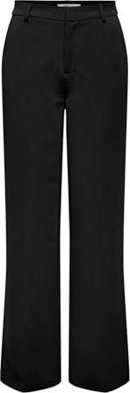 Only Onlhattie-Lana Hw W Mel Pantalon TLR pour Femme avec Jambe Large, Coupe Droite cintr&eacute;e et Taille Haute, Noir, 36W / 32L