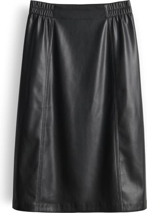 OPUS Damen Midirock | ROGA Midirock aus weichem Kunstleder Black, 38