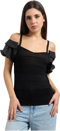 Fracomina Femme, Blouses et Chemises, Noir, Taille: 44 FR Pull ajour&eacute;