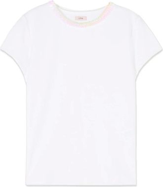 Oltre Femme, Tops, Blanc, Taille: 42 FR T-shirt avec d&eacute;tail de sequins