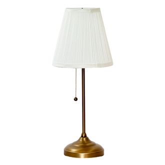 IKEA ARSTID Tischleuchte - Messing/Wei&szlig;er Stoffschirm - Schreibtisch oder Nachttisch