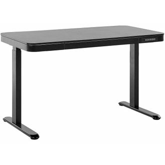 Beliani Beliani - Schreibtisch Schwarz Faserplatte 120 x 60 cm Verstellbar mit USB-Port Metallgestell Rechteckig Industriell Modern B&uuml;ro Jugendzimmer