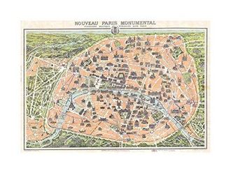 Wee Blue Coo The Art Stop Map Antique GARNIER Paris Tourist City Plan Framed Print F12X3474