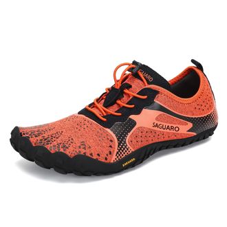Saguaro Barfußschuhe Herren Damen Barfuss Schuhe Outdoor Barfussschuhe Leichte rutschfeste Zehenschuhe Barfuß Fitnessschuhe Traillaufschuhe Orange,Gr.42