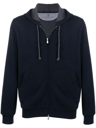 Brunello Cucinelli Kapuzenjacke mit Rei&szlig;verschluss - Blau