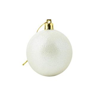 Shatchi 20 cm gro&szlig;e, wei&szlig;e Weihnachtskugel, PVC, bruchsicher, glitzernd, Weihnachtsdekoration, Festliche Weihnachtsbaum-H&auml;ngedekoration, rundes Ornament f&uuml;r U