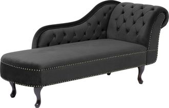 Beliani Retro Chaiselongue Samtstoff rechtsseitig schwarz Nimes