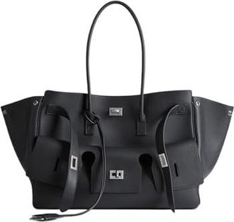 Generic Sac &agrave; main Simple et tendance for femmes, fourre-tout bandouli&egrave;re de grande capacit&eacute; for les d&eacute;placements(No logo black)