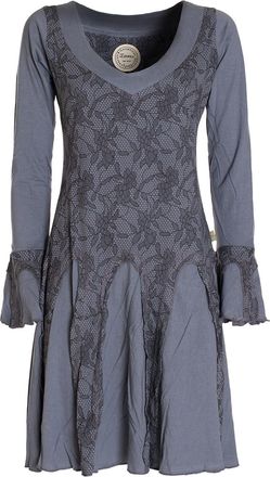 vishes Alternative Bekleidung - Damen Langarm Longshirt-Kleid Sweatkleid Shirt-Kleid Tunika-Kleid grau 42-44