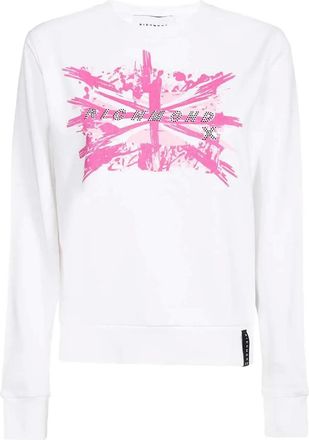 John Richmond Verziertes Sweatshirt mit Union Jack - Weiß