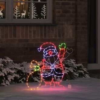 tidyard Santa Claus Licht Mehrfarbig 58.5 x 60 x 1.3 cm Eisen, Weihnachtsdekoration f&uuml;r Au&szlig;en Vorgarten Fassade Gesch&auml;ftsdekoration Event als Weihnachtsszene4