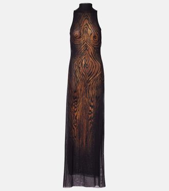 Jean Paul Gaultier Bedrucktes Maxikleid Wood aus Mesh