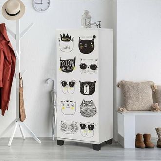 Dmora Schuhschrank Rasalgethi 50x38x127 cm Wei&szlig; 16 Paar 8 F&auml;cher