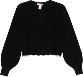 Twin-Set Pullover mit geh&auml;keltem Einsatz - Schwarz