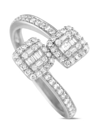 Luxury Bazaar bague Bypass en or blanc 14ct à diamants