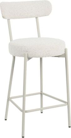 DRAWER Chaise de bar en tissu bouclette pieds beiges H65cm - Écru - Badalona