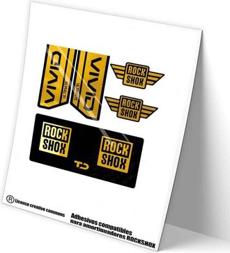 Generico REF:VP618 Aufkleber, kompatibel mit Sto&szlig;d&auml;mpfer ROCKSOX VIVID ULTIMATE 2023-24, MTB, Sticker, Aufkleber, Mountainbike-Vinyl. (CHROME-GOLD)
