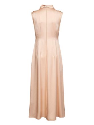 Jil Sander Womens Pink Satin Fluid Midi Sleeveless Dress Acetate