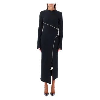 The Attico Schwarzes Midikleid mit Frontrei&szlig;verschluss - - Dresses - Damen - Schwarzk - S