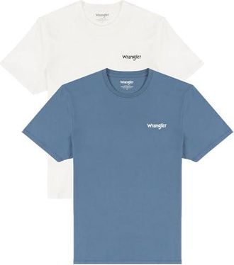Wrangler 2PACK Sign Off Tee T-Shirt, Blue, XX-Large pour des Hommes