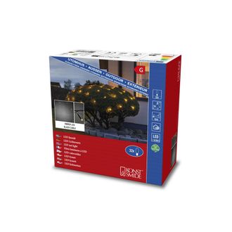 Konstsmide LED Lichternetz, 32 bernsteinfarbene Dioden, 24V Au&szlig;entrafo, schwarzes Kabel - 3748-800, Bernstein