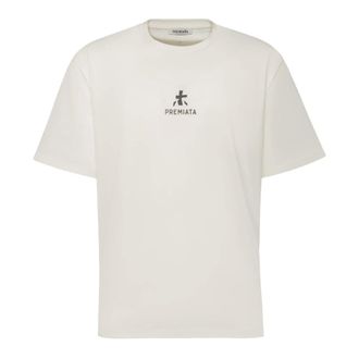 Premiata Femme, Tops, Blanc, Taille: 44 FR T-shirt en coton avec d&eacute;tails thermocoll&eacute;s