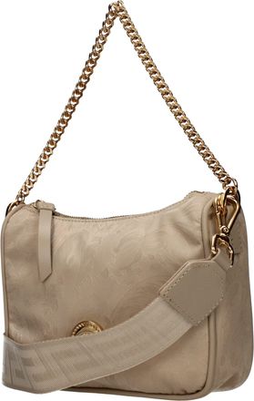 Versace Womens Quilted Fabric Shoulder Bag Beige