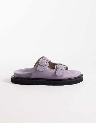 WALK LONDON Walk London - Budapest - Sandalen aus Wildleder in Lila mit zwei Riemen