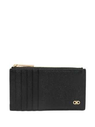 Ferragamo porte-cartes Gancini en cuir - Noir
